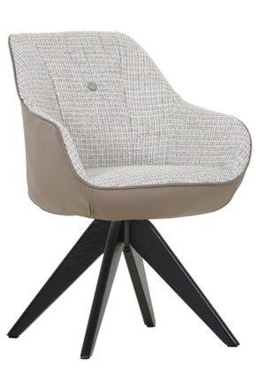 Novel Armlehnstuhl, Schwarz, Taupe, Beige, Textil, Eiche, massiv, Drehkreuz, 60x83x65 cm, Stoffauswahl, Sitzfl&auml;che 360&deg; drehbar, Gestellauswahl, automatisch