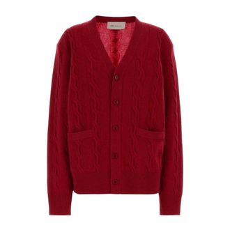 Ami Femme, Pulls, Rouge, Taille: 40 FR Cardigan en Laine &agrave; Motifs C&acirc;bl&eacute;s