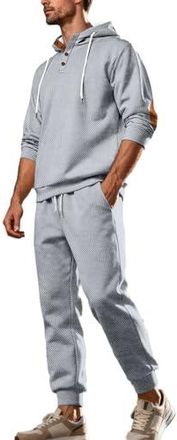 Generic Surv&ecirc;tement pour homme - Ensemble complet avec boutons et demi-patte de boutonnage - Sweat &agrave; capuche - Jambe droite - Pantalon de sport d&eacute;contract&eacute; - 