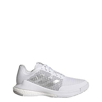 adidas Womens Crazyflight Volleyball Shoe, White/Silver Metallic/Grey, 10