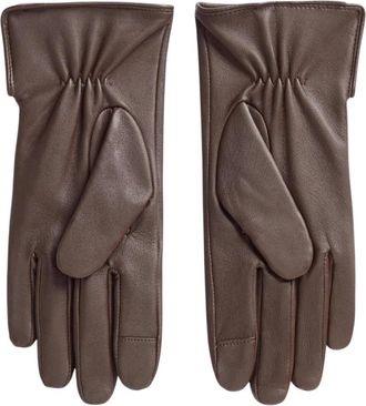 Ralph Lauren Gants en cuir avec boutons - Femme - Accessoires - Brun - Taille: M