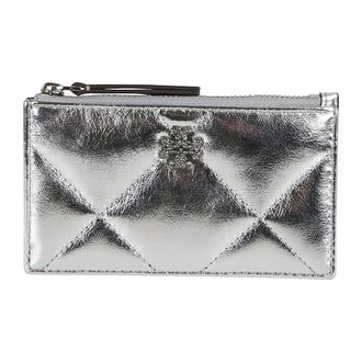 Tory Burch Femme, Accessoires, Gris, Taille: ONE Size Matelass&eacute; Metallic Leather Wallet