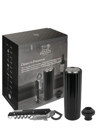 Peugeot Geschenkset Clavelin + Preserve Elektrisch ABS-Finish - Patentiertes Sommeliermesser Clavelin + Automatische & wiederaufladbare Vakuumpumpe - Geschenk