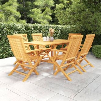 vidaXL Vidaxl - Salon de jardin 7 pcs Bois de teck massif