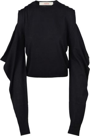 Jucca Femme, Pulls, Noir, Taille: 36 FR Pull en Laine Vierge &agrave; Col Rond