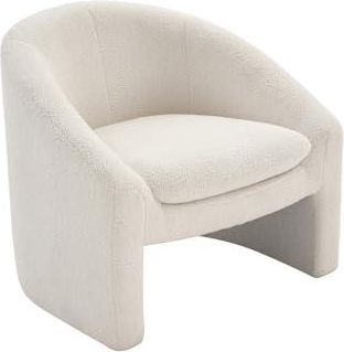 Vente-Unique Fauteuil en Tissu Bouclette Blanc OSSANA