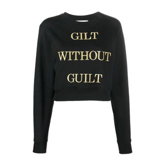 Moschino Femme, Sweatshirts et sweats &agrave; capuche, Noir, Taille: 40 FR SweaT-shirt &agrave; slogan brod&eacute;