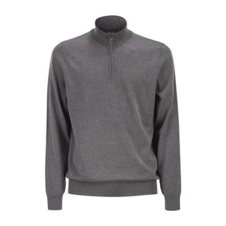 HUGO BOSS Pullover mit Stehkragen und Rei&szlig;verschluss - - Knitwear - Herren - Grau - M
