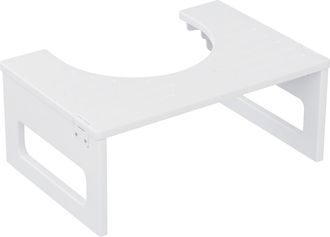 Relaxdays Toilettenhocker, klappbar, Hocker Toilettengang, Erwachsene, Bambus, rutschfest, HxBxT: 18x43x27,5 cm, wei&szlig;