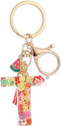 Generic Porte-cl&eacute;s en r&eacute;sine avec 26 lettres et pampille past&egrave;que Sifflet cr&eacute;atif Dragonne, t, taille unique