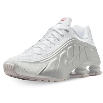 Nike Damen Shox R4 Sneaker, White/Metallic Silver/White, 44.5 EU