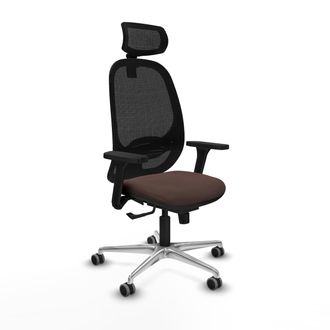 Piqueras y Crespo Stuhl f&uuml;r Home Office Cilanco mit 3D-Armen, h&ouml;henverstellbare Lendenwirbelst&uuml;tze und Kopfteil h&ouml;henverstellbar und neigbar, Schwarz/Dunkelbraun