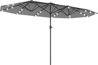 OUTSUNNY Parasol avec LED double parasol 440 x 260 cm Parasol de marché grand parasol de terrasse avec manivelle ovale métal gris foncé