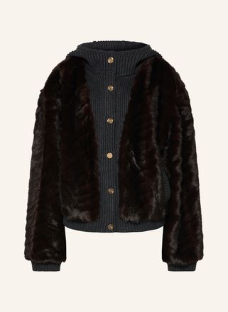 Sandro Sandro Kunstfell-Jacke Im Materialmix braun