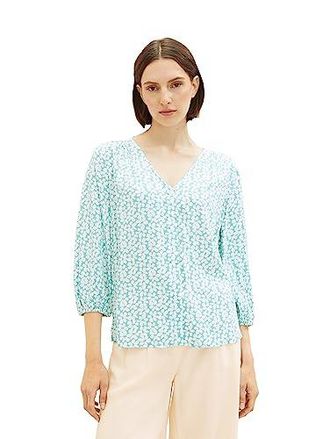 Tom Tailor Chemisier Femme à Motif, 32468-motif Floral Bleu Sarcelle, 40 Dames