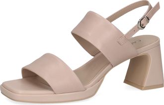 Caprice Damen Sandalen mit Absatz aus Leder mit Lack, Beige (Rose Nappa), 41 EU