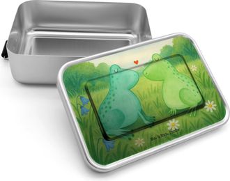 Mr. & Mrs. Panda Brotdose Frosch Liebe Design - Geschenk, Schul, Brotbox, Freundin, Hochzeitstag, Metallbox, Fr&ouml;sche, Pausenbox, Jahrestag, Metall