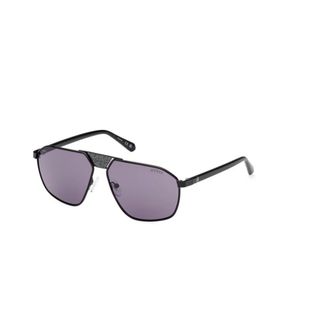 Guess unisex, Accessoires, Noir, Taille: 59 MM Lunettes de soleil noires brillantes avec verres violets