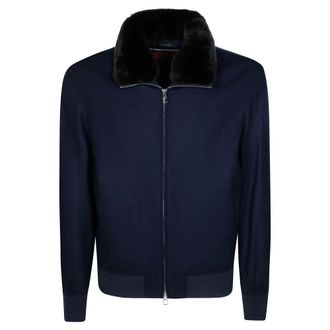 Montecore Gesteppte Jacke aus Wolle + Pelz - - Jackets - Herren - Blau - 2XL