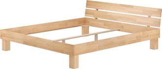 Erst-Holz Doppelbett mit &Uuml;berl&auml;nge 180x220 Kingsize-Ehebett Buchenholzbett ohne Rollrost 60.86-18-220 oR