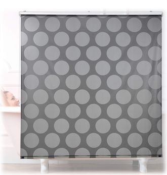 Relaxdays Duschrollo, 160x240 cm, Seilzugrollo für Dusche & Badewanne, Badrollo wasserabweisend, Decke & Fenster, grau