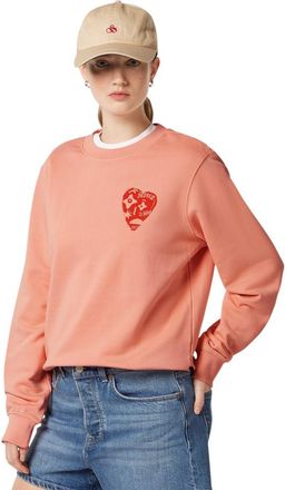 Scotch & Soda Womens Chest Artwork Regular fit Sweatshirt, Peach Pink, 32