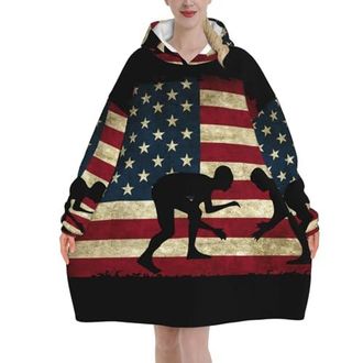Generic Couverture de lutte avec drapeau des &Eacute;tats-Unis pour femmes et hommes adultes surdimensionn&eacute;s pour une couverture douce et chaude