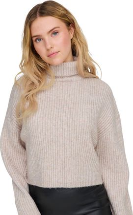 Only Damen Strickpullover ONLMELANIE L/S Rollneck Pullover KNT 15321177,Oatmeal/Detail:Melange,XXL