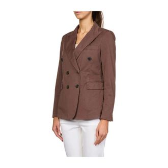 Kiltie Braune Blazer Jacke Baumwolle Tencell - - Jackets - Damen - Braun - XS
