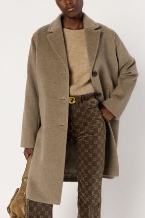 Gerard Darel Manteau droit en laine - MINAELLE - Muscade