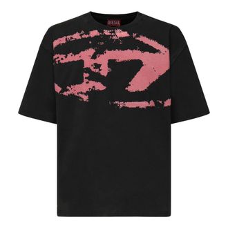 Diesel Homme, Tops, Noir, Taille: L T-shirt en Jersey de Coton Noir avec Logo