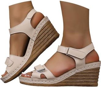 Generic Sandales orthop&eacute;diques avec soutien de la vo&ucirc;te plantaire - Sandales &agrave; lani&egrave;res pour femme - Chaussures de marche compens&eacute;es confortables - Semelle in