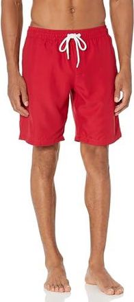 Amazon Essentials Short de Bain de 23cm avec Doublure en Maille, Poches, Fermeture à Cordon Homme, Rouge, XXL