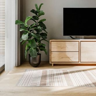 benuta Basic Tapis Exterieur Kaleo - Beige 70x200 cm - Géométrique - Intempéries et UV résistant Balcon, terrasse, Jardin, Cuisine, Salon, Couloir, Salle à M