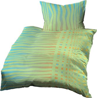 Gerald Wittmann Bettw&auml;sche 140x200 cm + 70x90 cm, Mikrofaser, Zebra-Streifen Gr&uuml;n T&uuml;rkis Orange