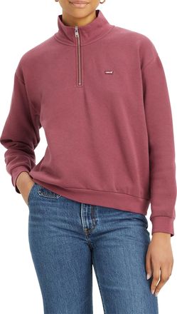 Levi's Damen Everyday 1/4 Zip Pullover Sweatshirt, Burgundy, XS