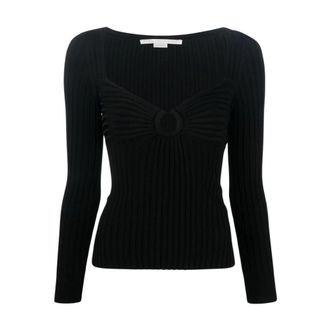 Stella McCartney Schwarzer Rippstrickpullover mit Cut-Out-Details - - Tops - Damen - Schwarzk - XL