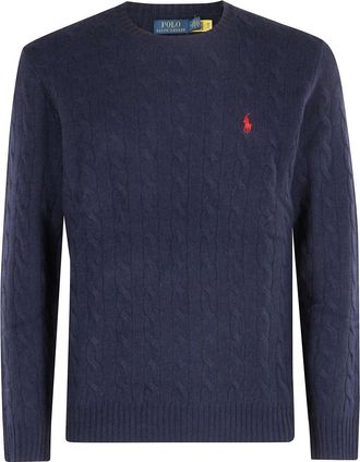 Polo Ralph Lauren Pull col rond coupe droite - Homme - Pulls - Bleu - Taille: L