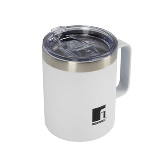 Bergner White Stainless Steel Travel Mug - Capacity of 350 ml - Leak-proof - Completely Hygienic - Drop Resistance - Keeps Temperature