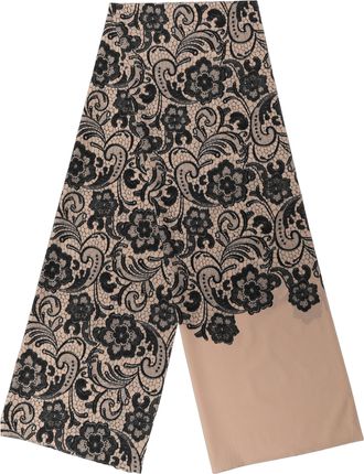 Dolce & Gabbana Floral Lace Silk Scarf - Black