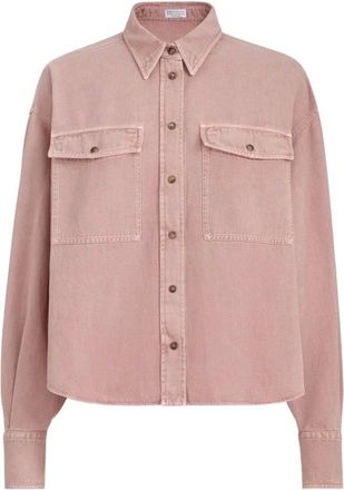 Brunello Cucinelli Femme, Blouses et Chemises, Rose, Taille: 40 FR Ml996Nc206 Chemise en Coton et Lin