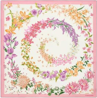Ferragamo Femme, Accessoires, Multicolore, Taille: ONE Size Foulard en Soie &agrave; Imprim&eacute; Floral