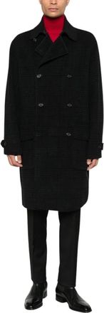 Paolo Pecora Homme, Manteaux, Noir, Taille: XL Manteau crois&eacute; &agrave; carreaux