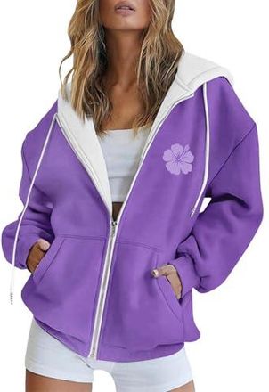 Generic Sweat &agrave; capuche pour femme avec fermeture &eacute;clair - Doux et confortable - D&eacute;contract&eacute; - Style Y2K - Tendance - Streetwear dHalloween - Confortable - Ch