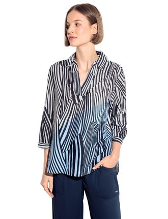 Cecil Damen B344680 Lange gestreifte Bluse, universal Blue, M