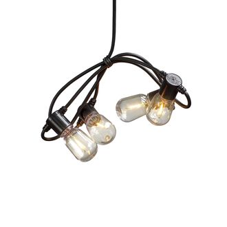 Konstsmide 2386-800 LED Biergartenlichterkette, klar / f&uuml;r Au&szlig;en (IP44) / 20 klare Birnen/ 40 bernsteinfarbene Dioden / 6V Au&szlig;entrafo / schwarzes Kabel, 20 Birne