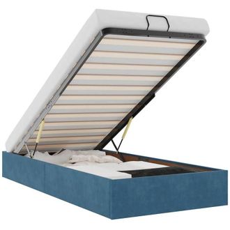 vidaXL Ottoman-Bett ohne Matratze Dunkelblau 90x200 cm Samt Vidaxl