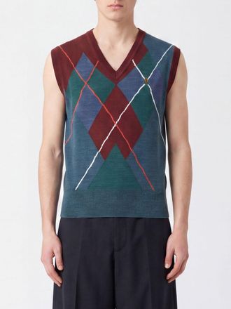 Vivienne Westwood Gilet en tricot de laine m&eacute;lang&eacute;e &agrave; motif losanges et logo Orb brod&eacute;