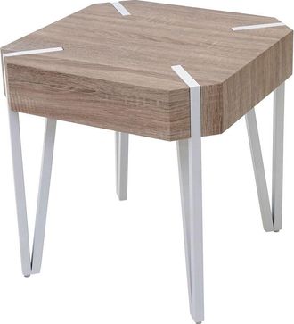 Hhg Couchtisch Genk 942, Beistelltisch, 52x50x50cm Eiche, helle Metall-F&uuml;&szlig;e