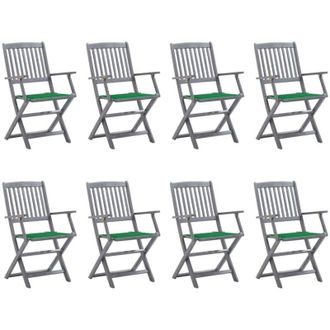 vidaXL Klappbare Gartenst&uuml;hle 8 Stk. mit Kissen Massivholz Akazie